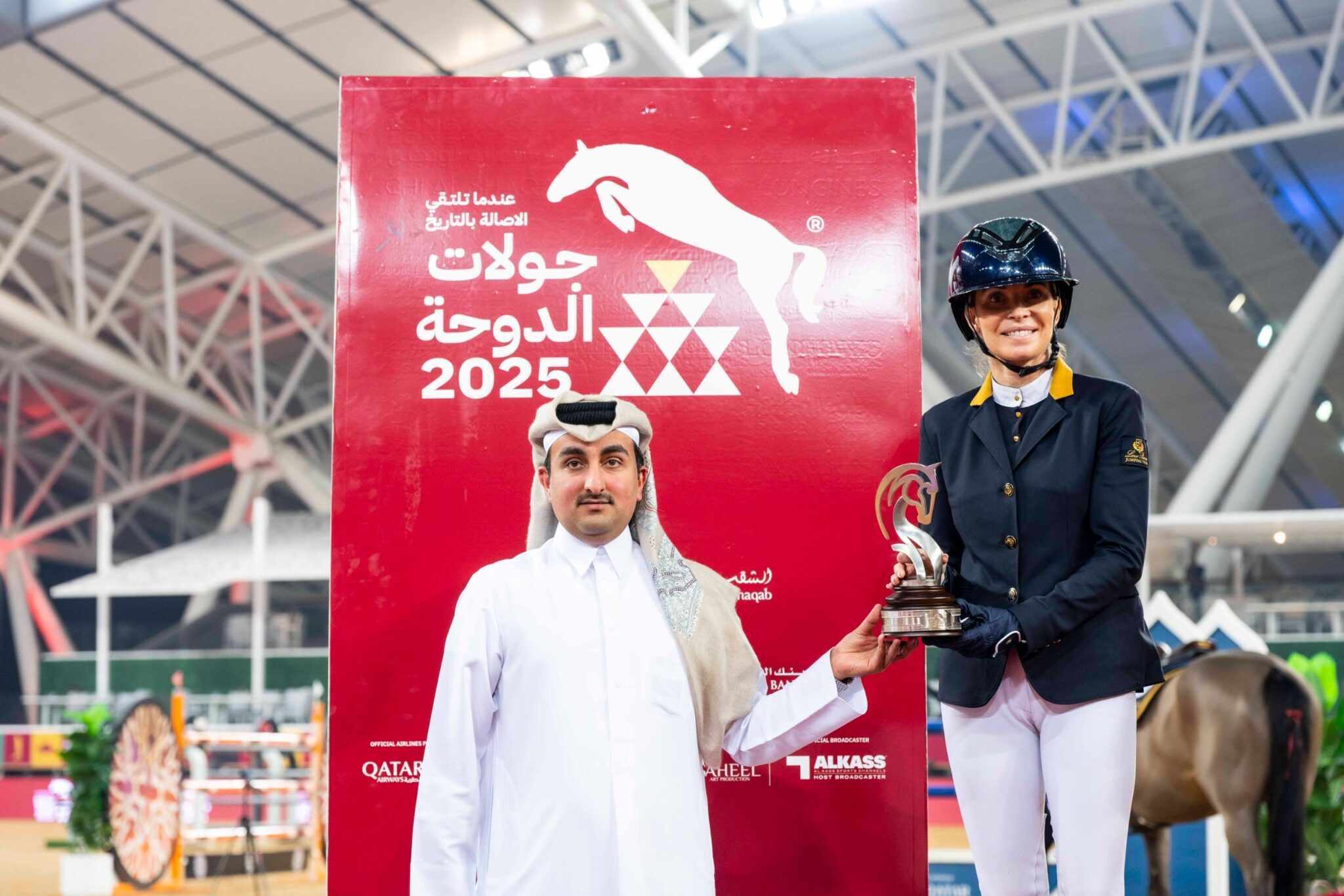 Edwina Tops-Alexander on the podium in Doha - Equestrian Life
