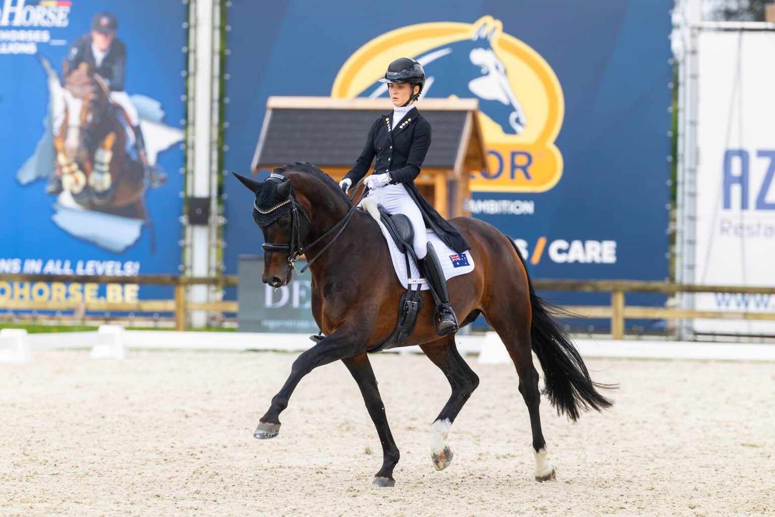 Kate Kyros and Intro K on the podium at Lier - Equestrian Life